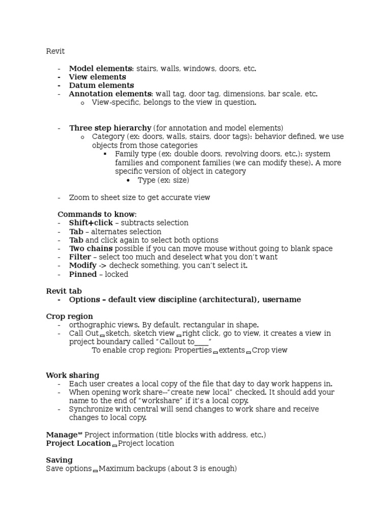 Revit Notes | PDF | Autodesk Revit | Areas Of Computer Science
