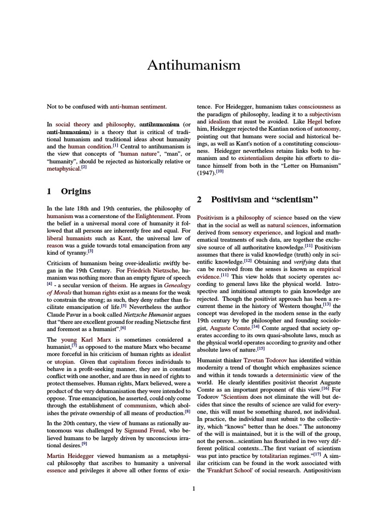 Anti Humanism | PDF | Postmodernism | Metaphysics