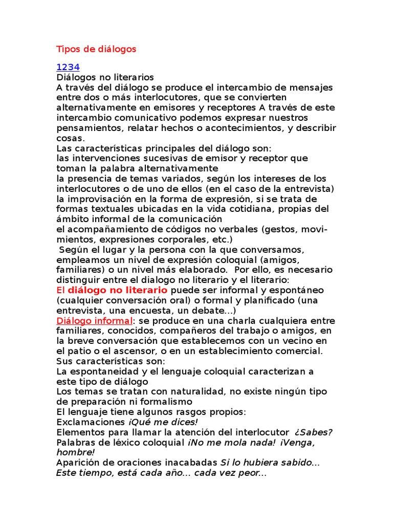 Tipos de Diálogos | PDF | Diálogo | Conversacion