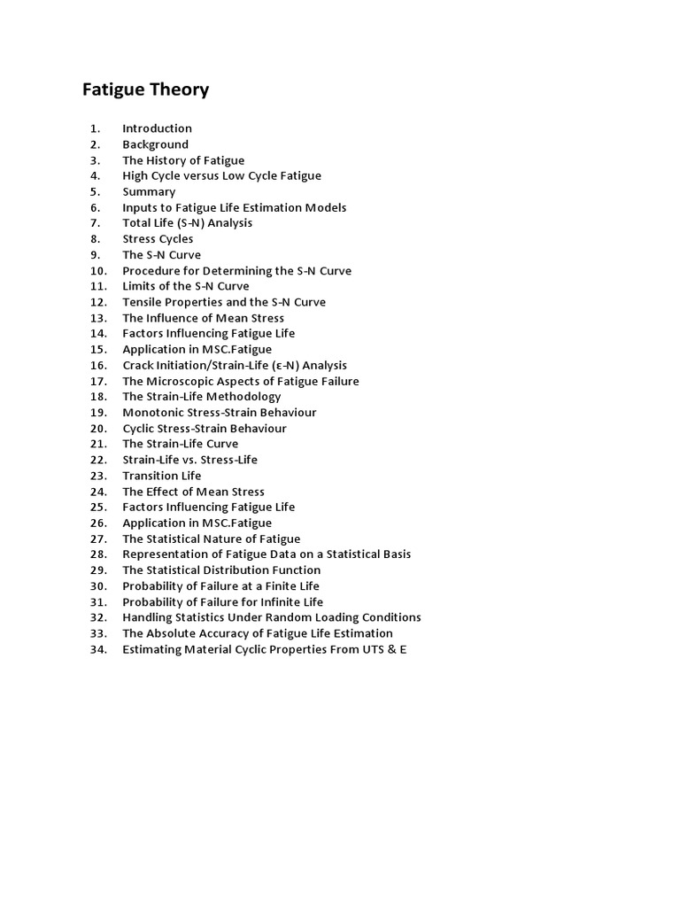 01 - Fatigue Theory (Part 1) | PDF | Fatigue (Material) | Strength Of ...