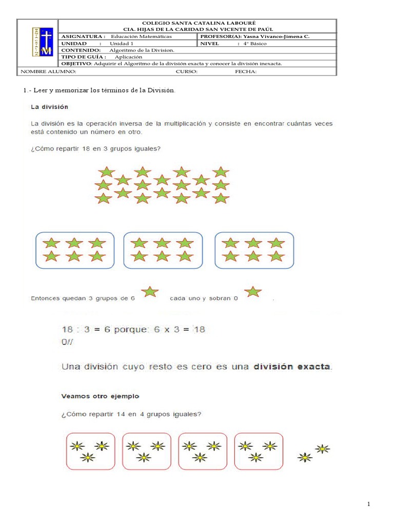 Guía Divisiones 4to Básico | PDF