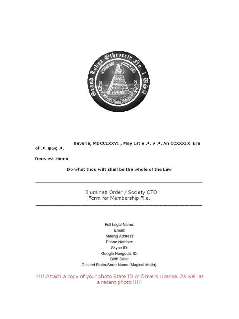 Illuminati Societas OTO Application | PDF