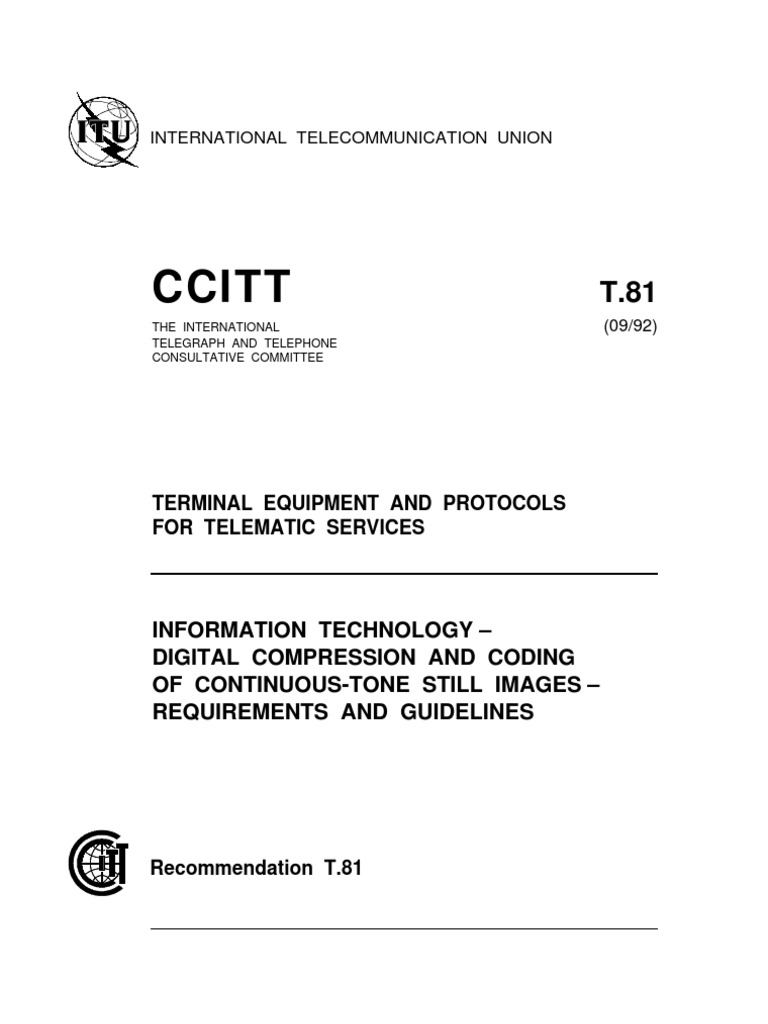 JPEG File Format Specification T.81 | PDF | Data Compression | Code