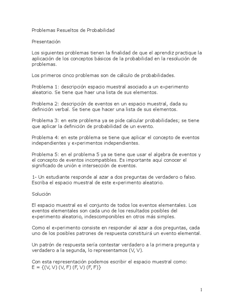Problemas Resueltos Probabilidad | PDF | Variable aleatoria | Aleatoriedad