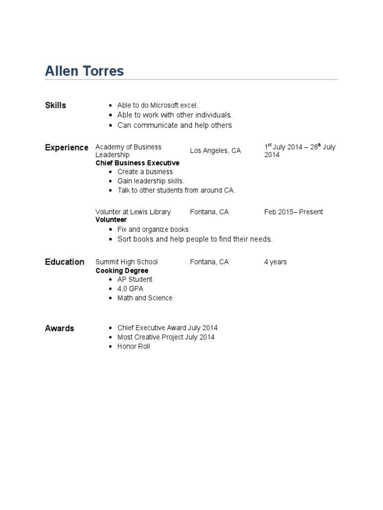 Allen Torres: Skills and Experience Summary | PDF