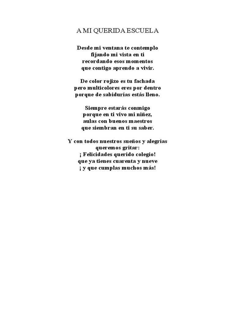 Poesia A Mi Escuela | PDF
