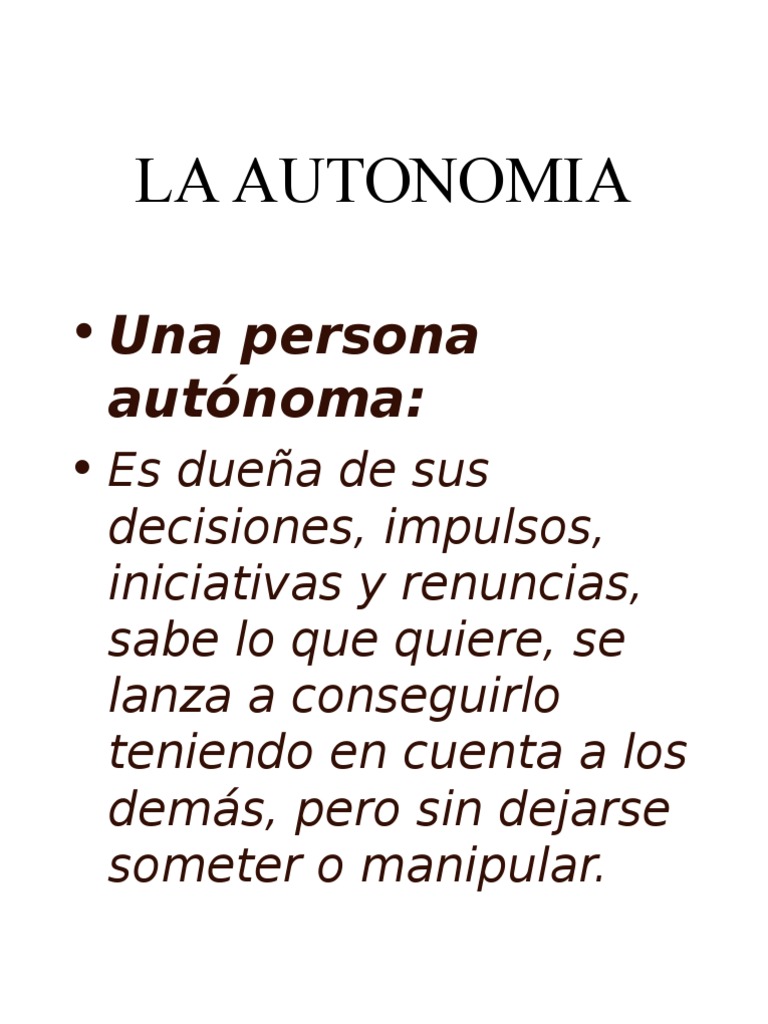 Una Persona Autonoma | PDF | Autoestima | Toma de decisiones