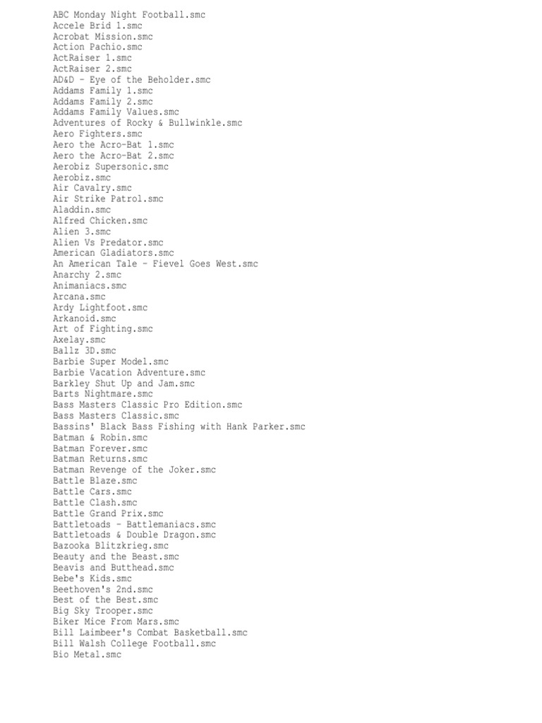Roms List | PDF | Mario | Leisure