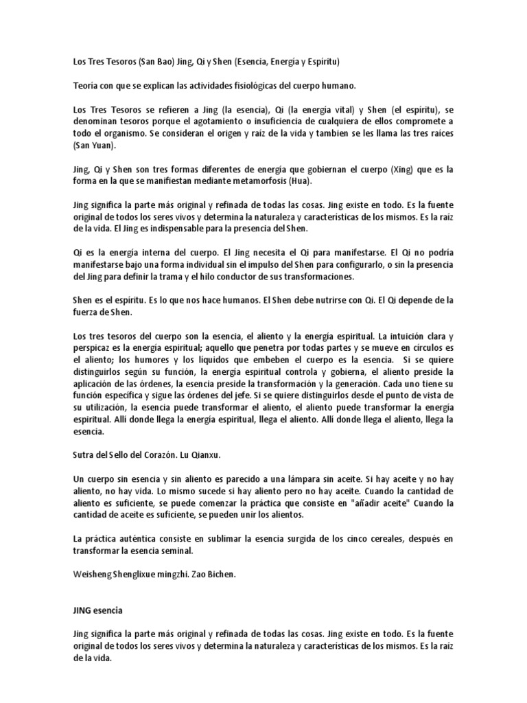 Los Tres Tesoros | PDF | Qi | Órgano (anatomía)