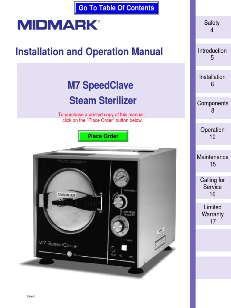 Autoclave M7 Speedclave | PDF | Sterilization (Microbiology) | Hypothermia