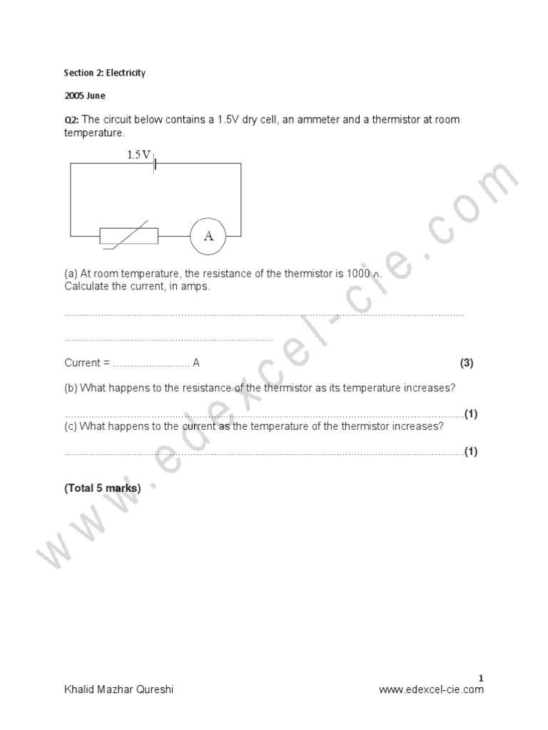 Edexcel IGCSE Section 2 Electricity | Electric Current | Voltage