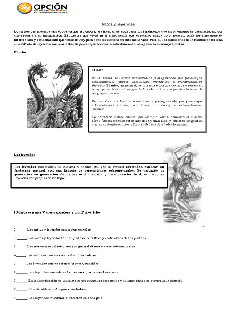 Guia de Aprendizaje Mitos y Leyendas | Leyendas | Ficción y literatura