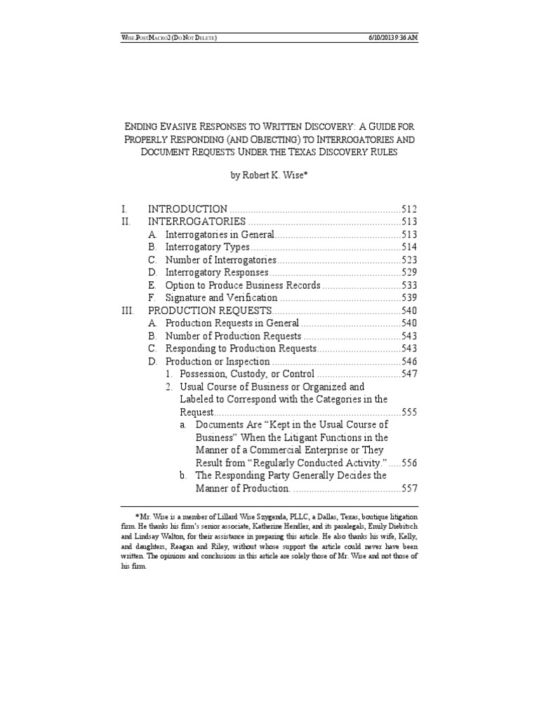 ENDING EVASIVE RESPONSES To WRITTEN DISCOVERY-Guide To Responding and ...