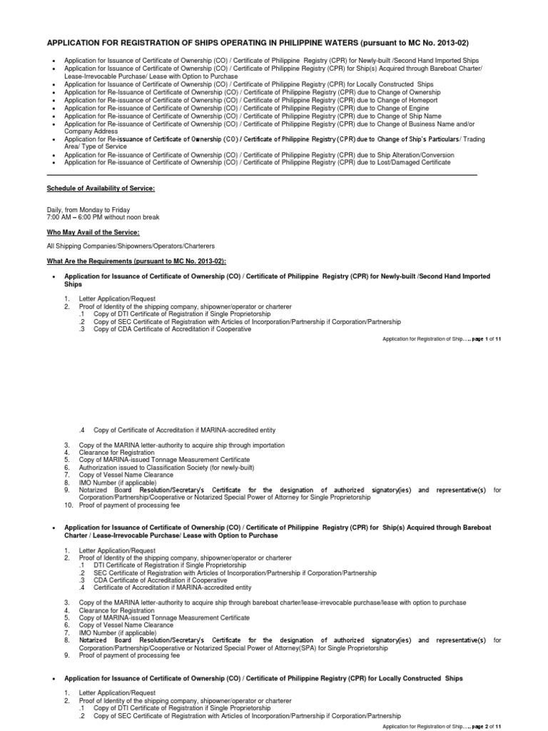 Philippine Vessel Registration Process | PDF | Notary Public | Sole ...