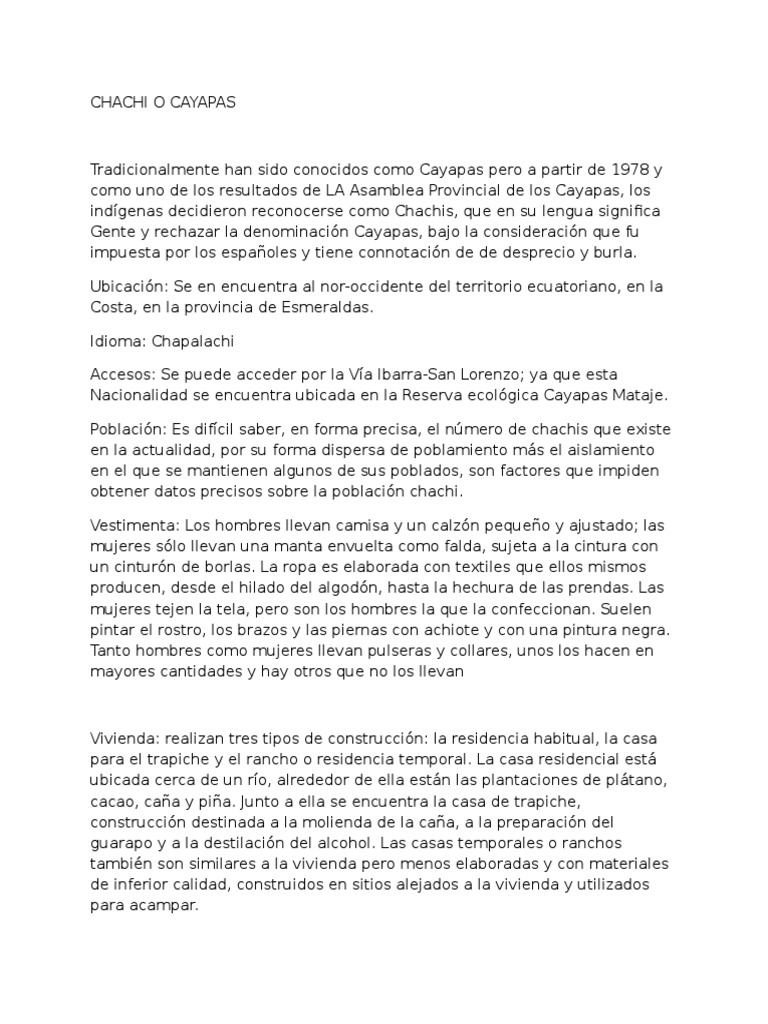 Chachi o Cayapas | PDF | Los bosques | Ropa