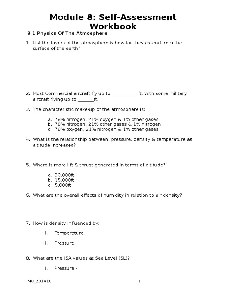 Aerodynamics Student Self-Assessment Workbook | PDF