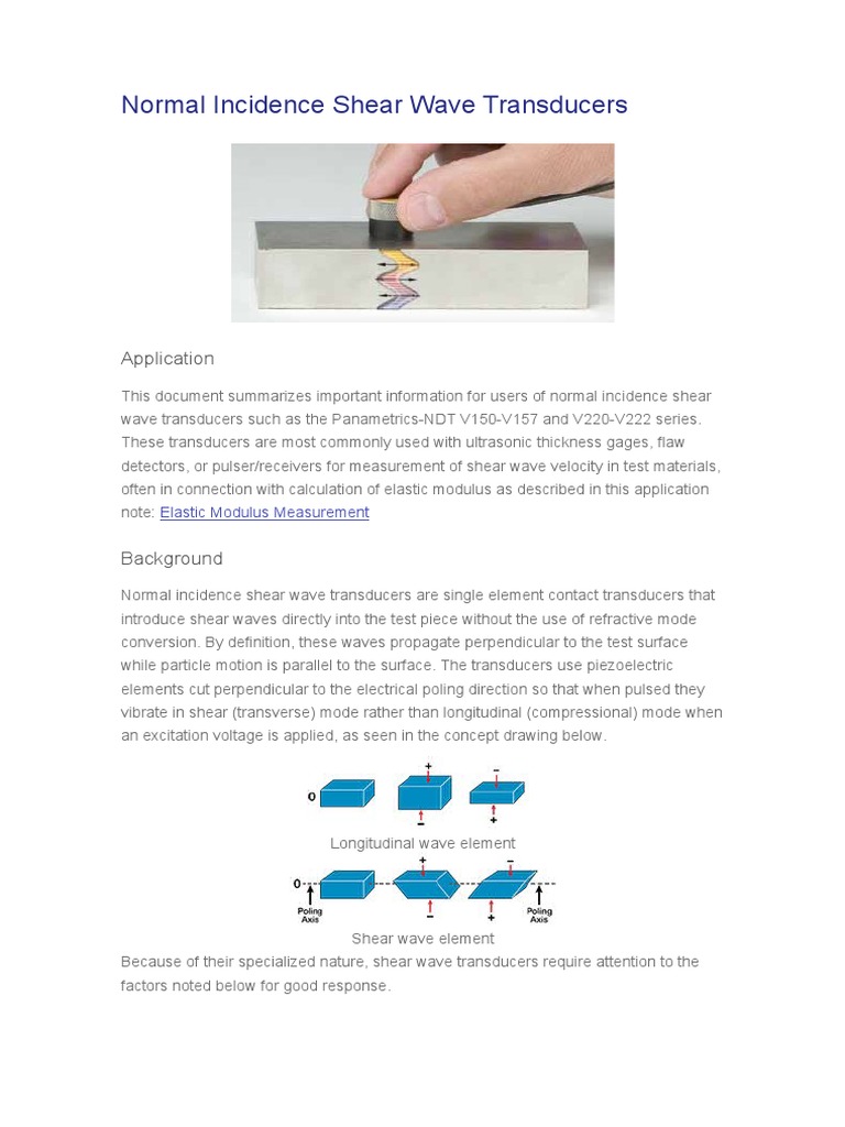 Shear Wave Transducers Guide | PDF | Normal Mode | Waves