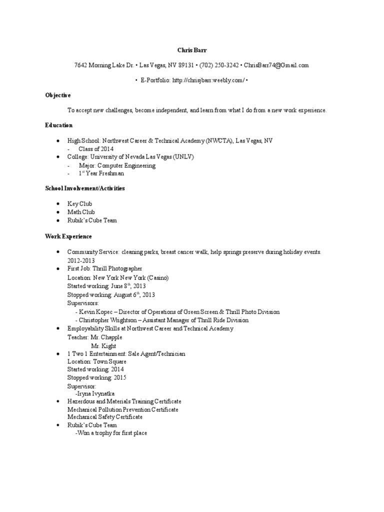 Chris Barr Resume 02 | PDF | Art