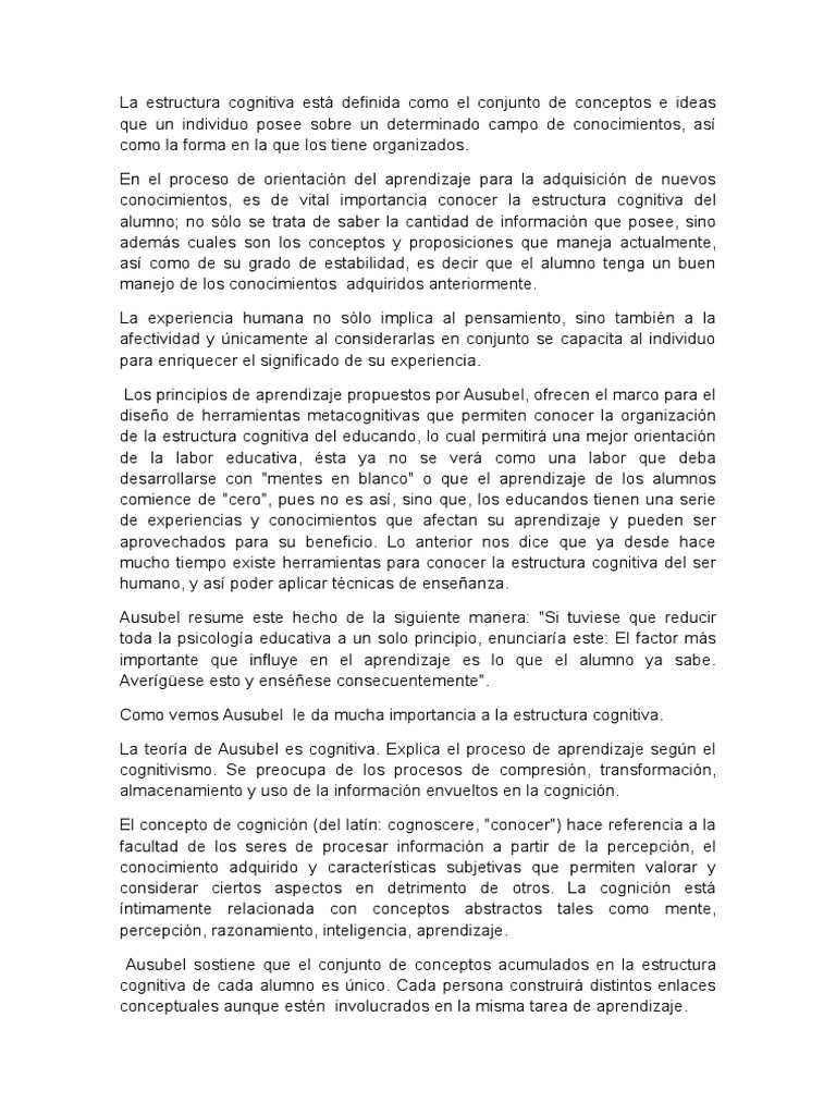 La Estructura Cognitiva Está Definida Como El Conjunto de Conceptos e ...
