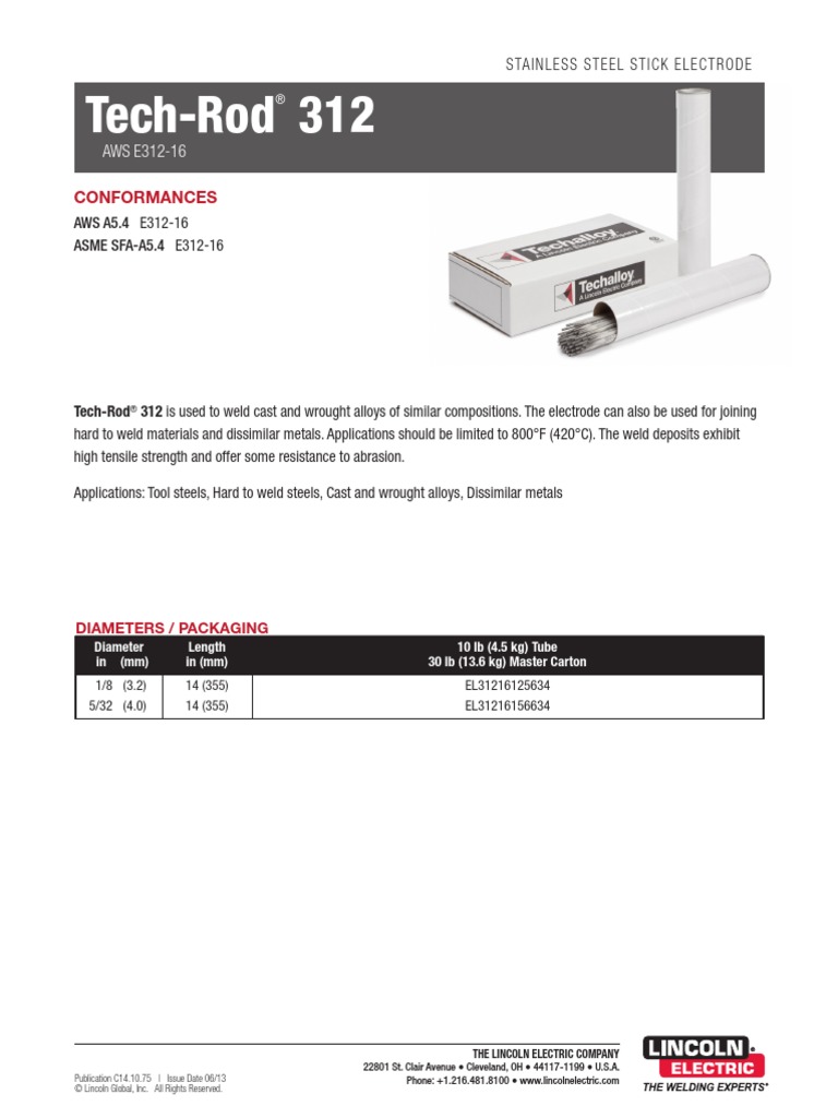 Tech-Rod® 312-AWS - E312-16-C141075 | PDF | Implied Warranty | Metal ...
