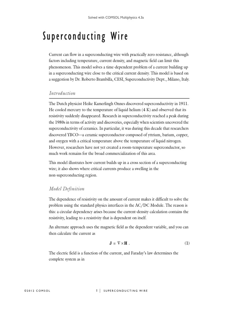 Models - Acdc.superconducting Wire | PDF | Superconductivity | Electrical Resistivity And ...