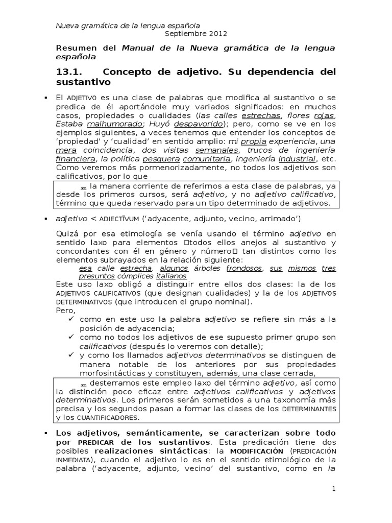 Los Adjetivos | PDF | Adjetivo | Sustantivo