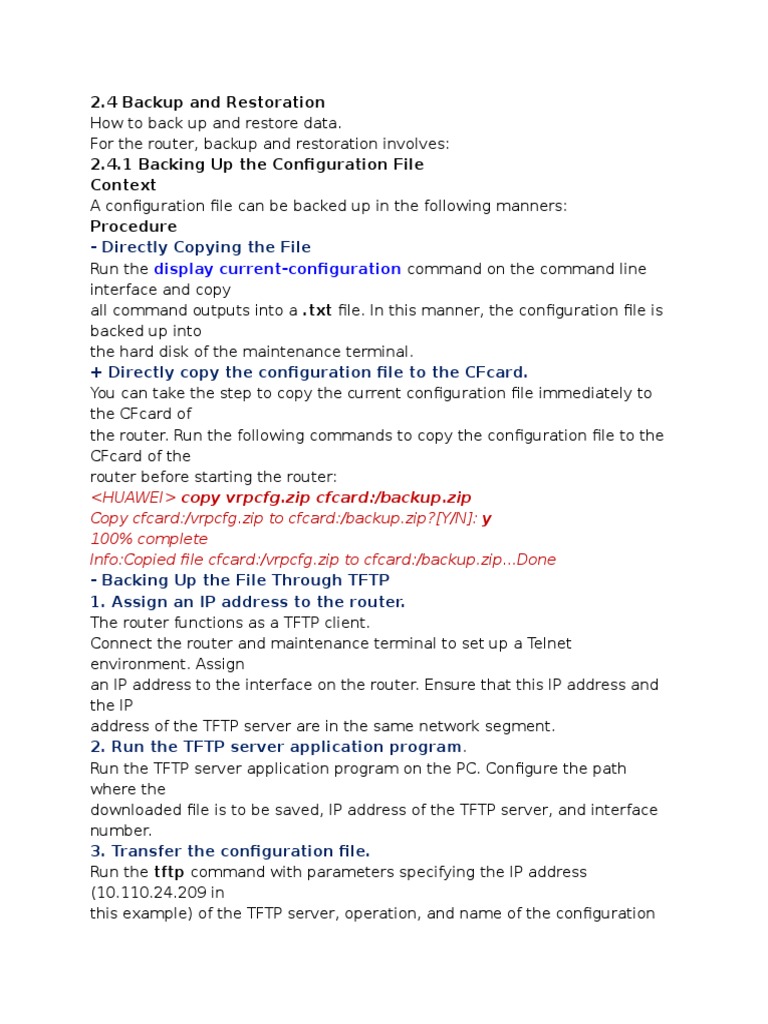 Backup And Restore Configuration Pdf File Transfer Protocol Backup