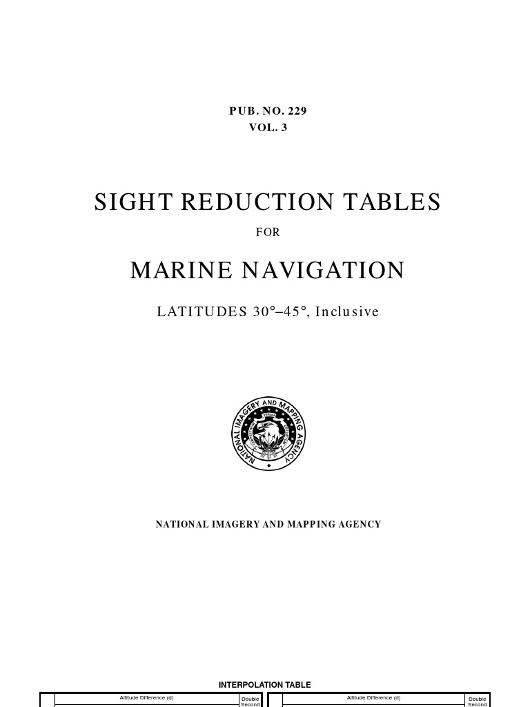 Sight Reduction Tables - Pub 229 Vol 3 | PDF | Navigation | Geography