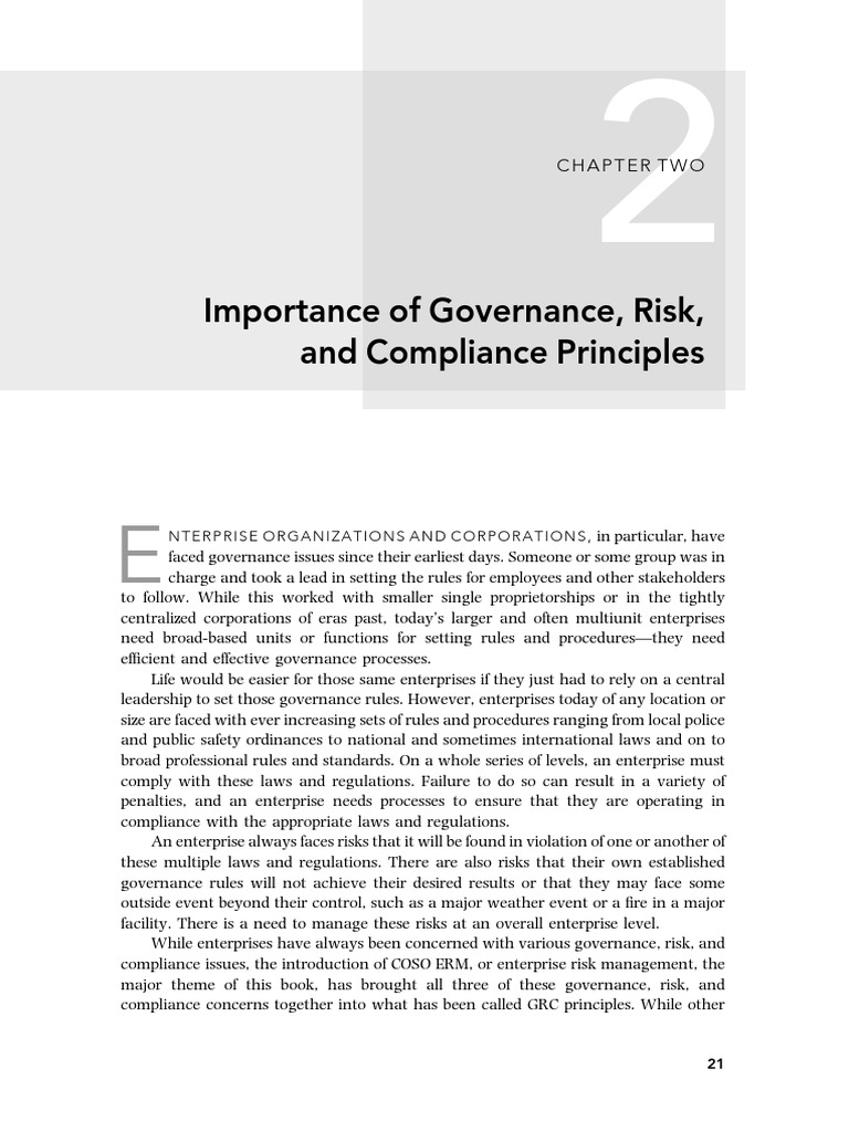 Chapter 2 Importance of Governance, Risk, and Compliance Principles ...