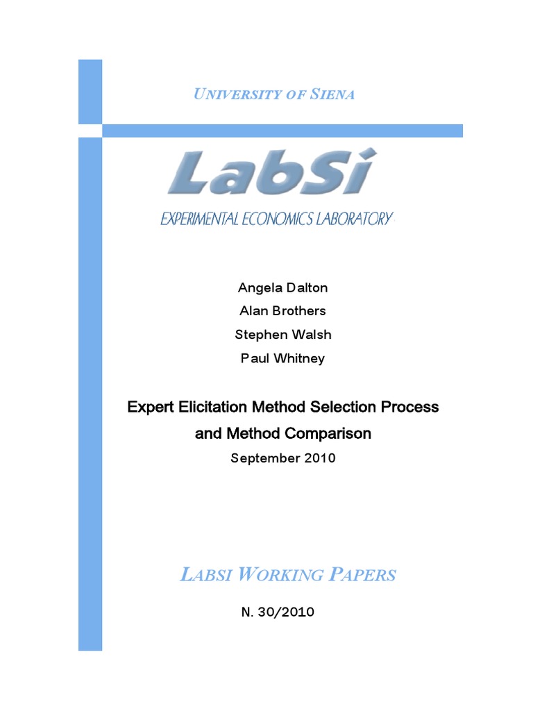 Expert Elicitation Method Selection Process | PDF | Prediction | Expert