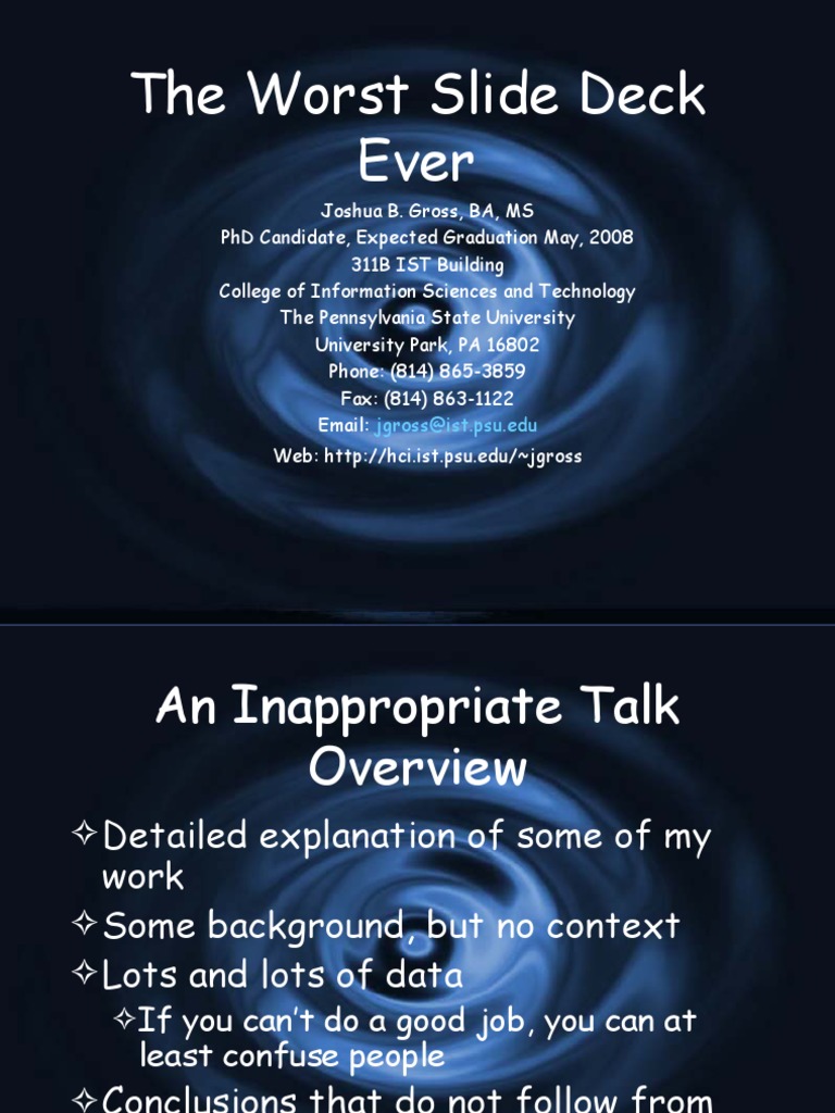 The Worst Slide Deck Ever: Jgross@ist - Psu.edu | PDF | Truth | Cognition