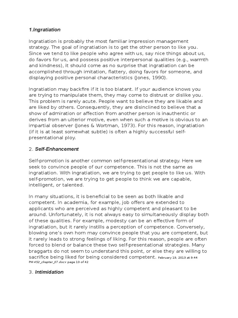 Self-Presentation Strategies Explained | PDF | Psychological Attitude ...
