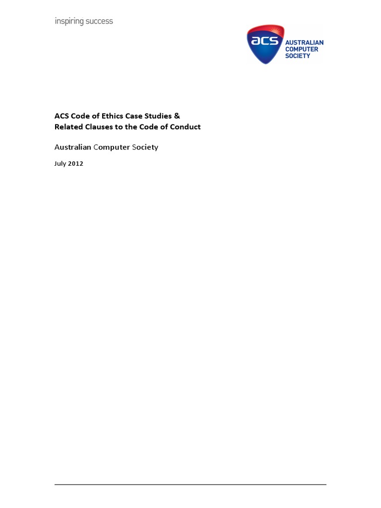 ACS Code of Ethics Case Studies | PDF | Usability | Conflict Of Interest