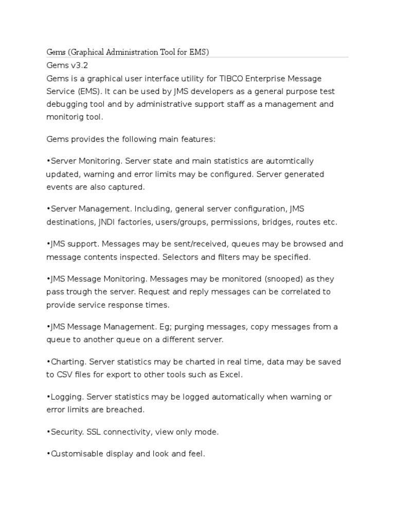 Gems (Graphical Administration Tool For EMS) | PDF | Computers