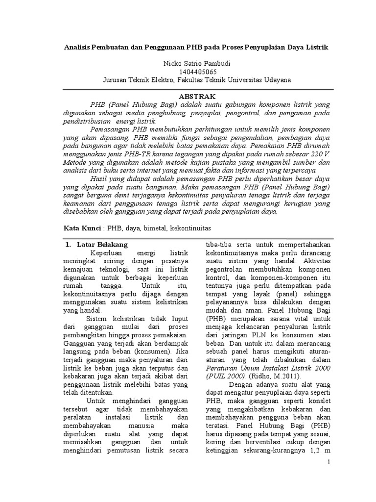 Panel Hubung Bagi | PDF