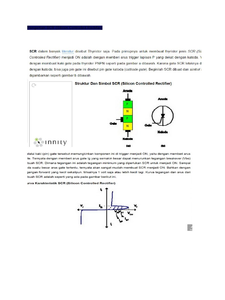 Pengertian SCR (Silicon Controlled Rectifier) | PDF