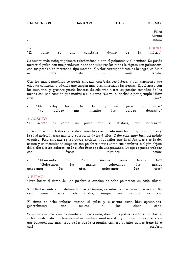 Elementos Esenciales del Ritmo Musical | PDF | Ritmo | Sonido