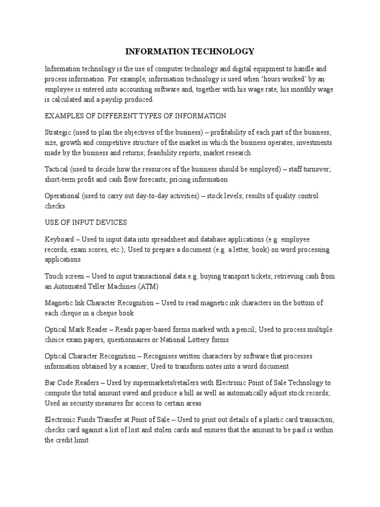 CAPE Information Technology Unit One Notes | PDF | Hypertext Transfer ...