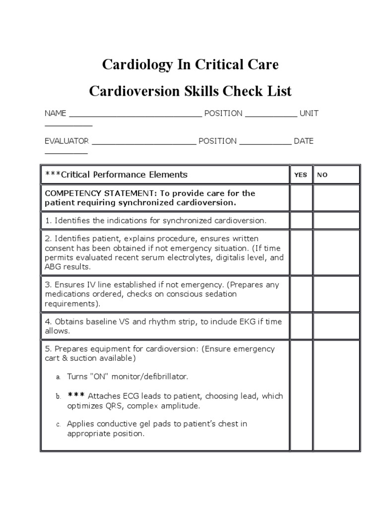 Synchronized Cardioversion Checklist | PDF | Technology & Engineering