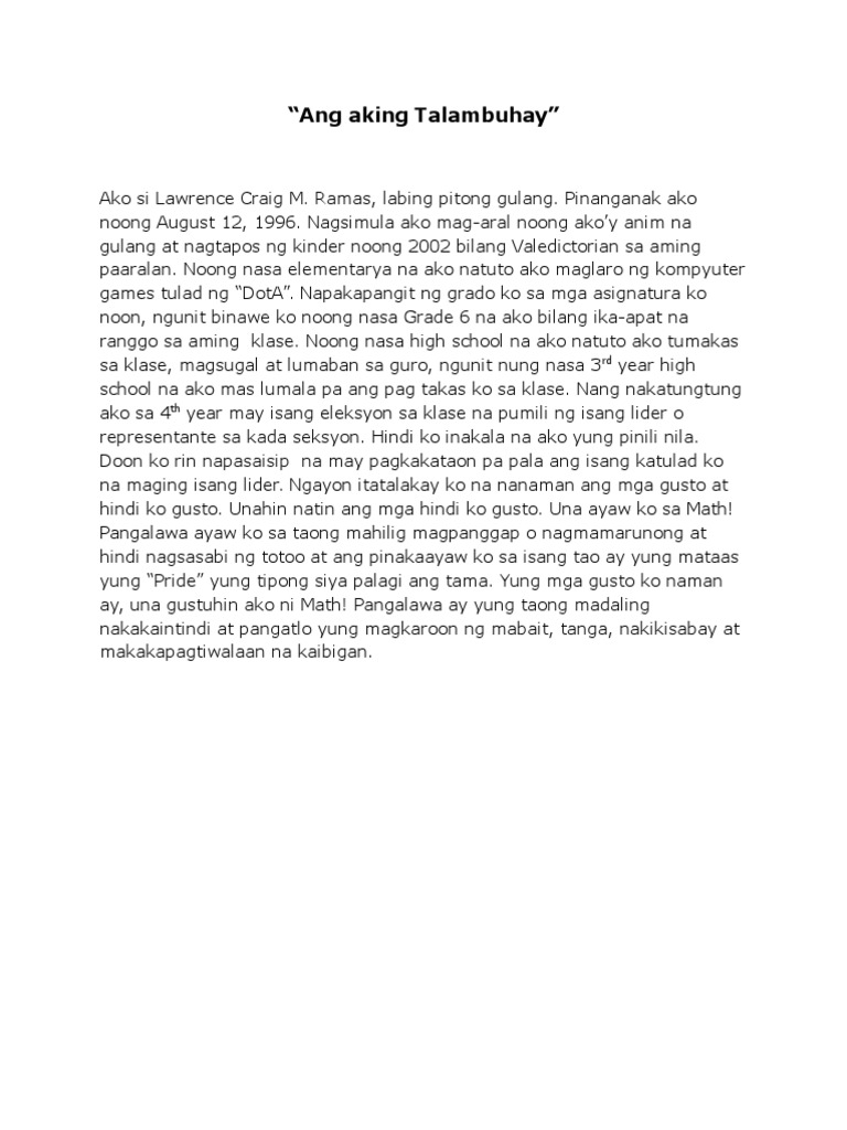 Talambuhay Example Talambuhay | PDF