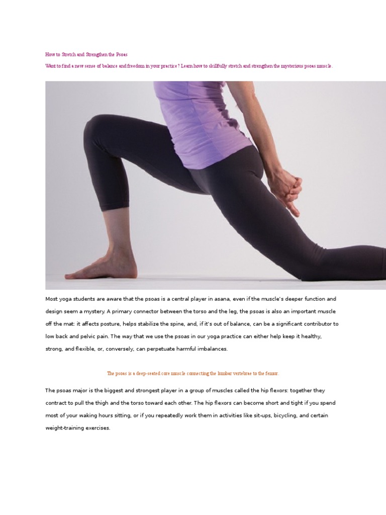 PSOAS - How To Stretch and Strengthen The Psoas | PDF