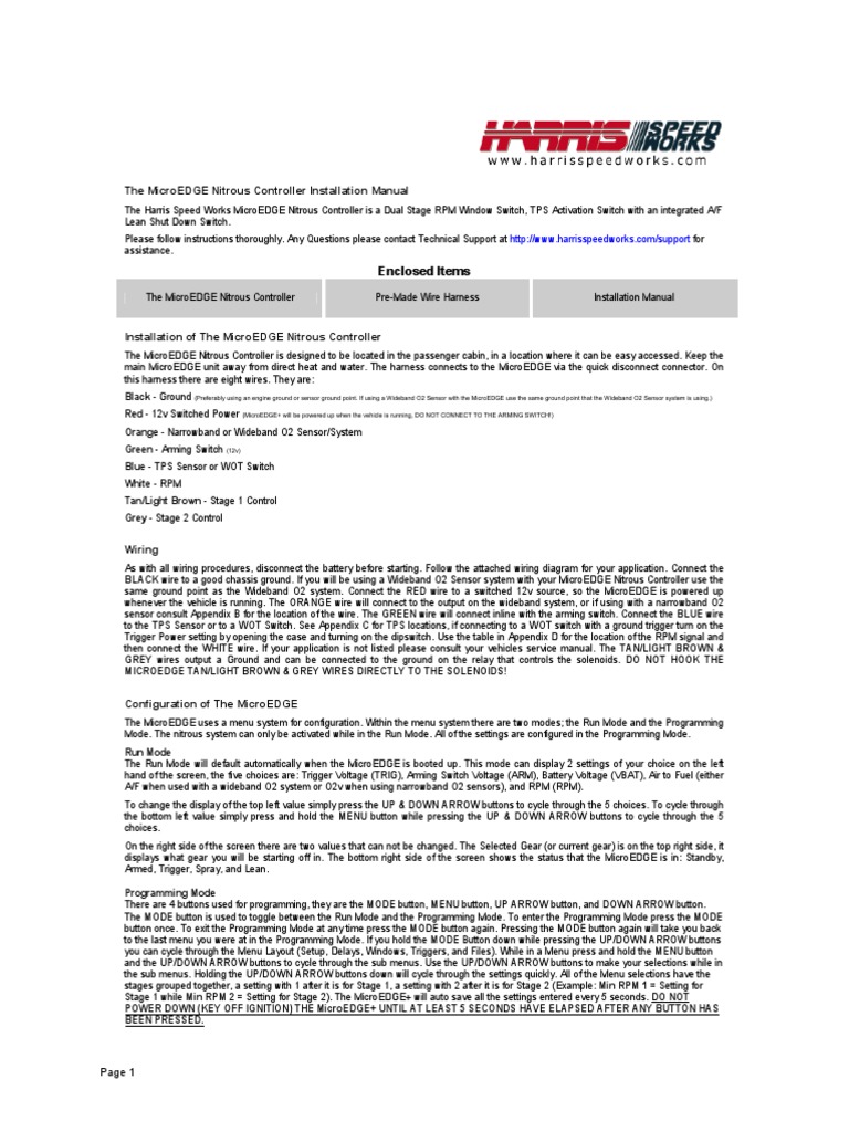 The MicroEdge Nitrous Controller Installation Manual | Download Free ...