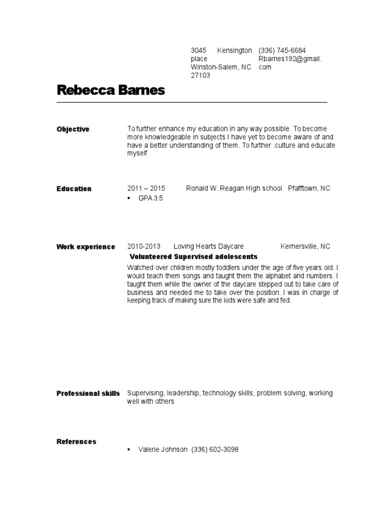 Rebecca Barnes Resume | PDF | Behavior Modification | Psychological Concepts
