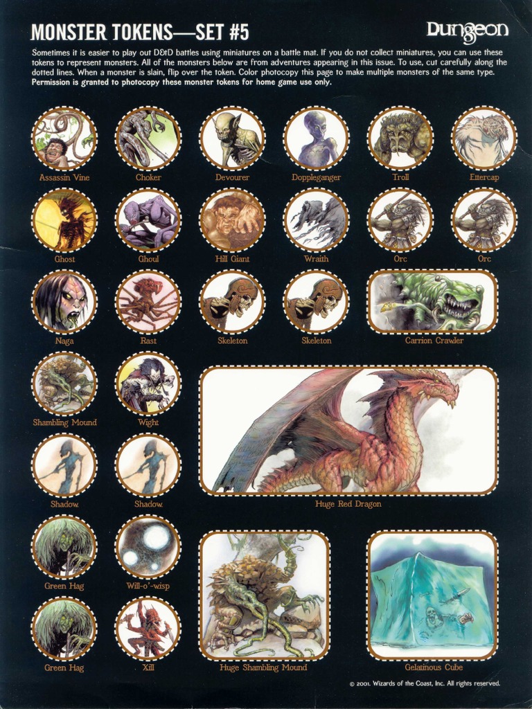 Dungeon - Monster Tokens - Set 5 | PDF