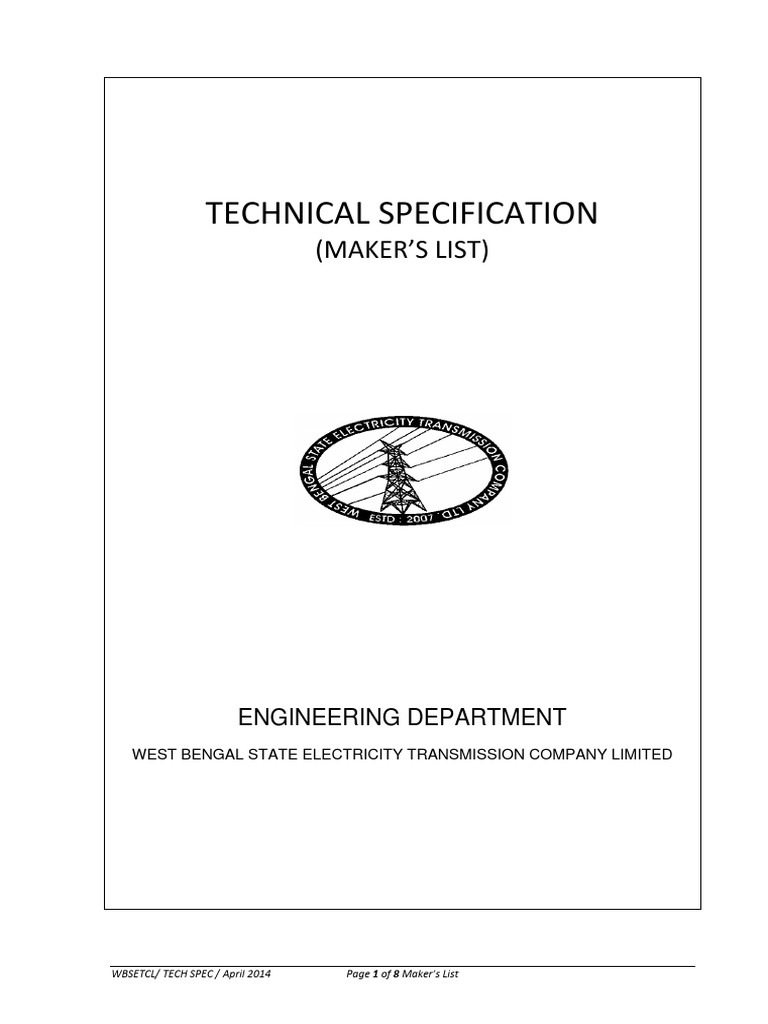 Technical Specification: (Maker'S List) | PDF
