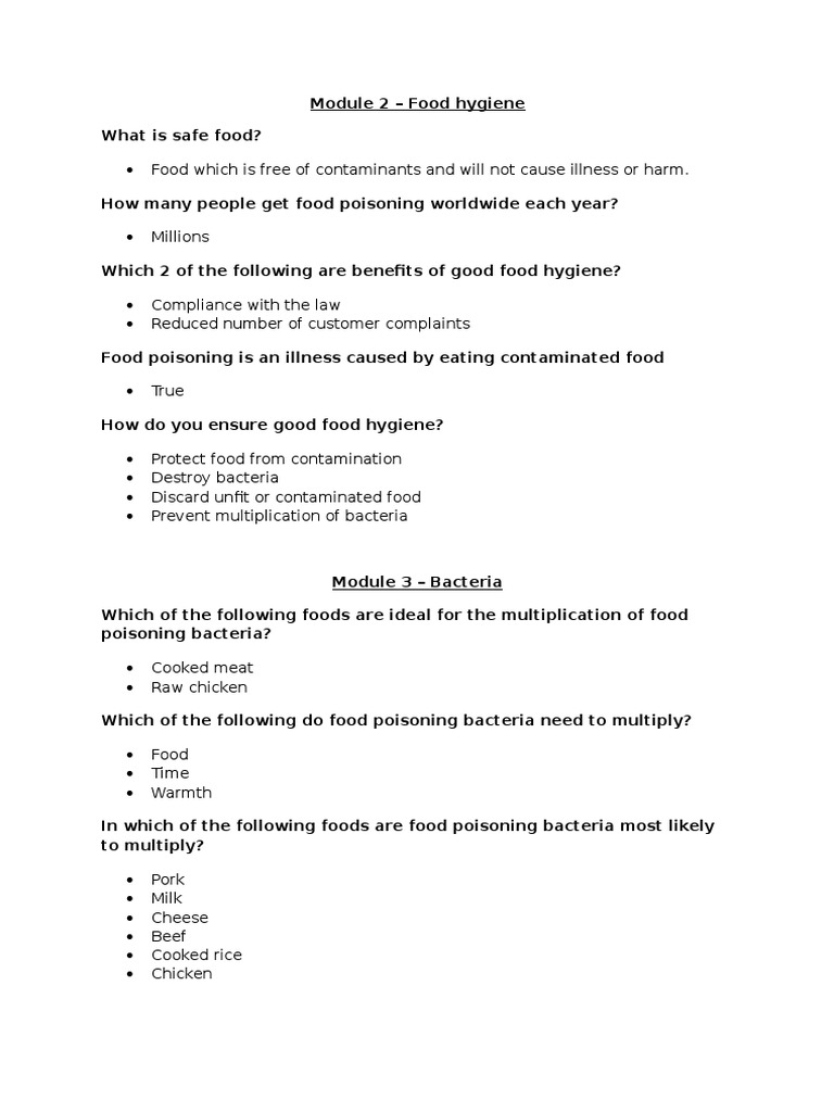 Food Hygiene and Safety Level 2 Guide | PDF | Foodborne Illness | Food ...