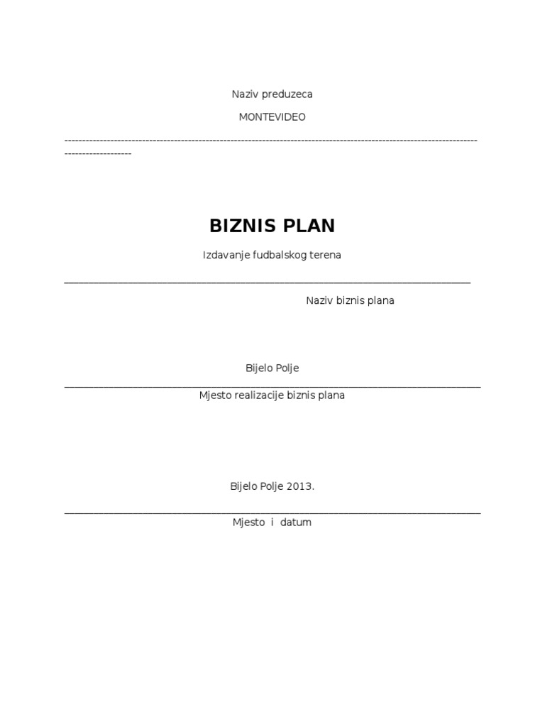 Biznis Plan | PDF