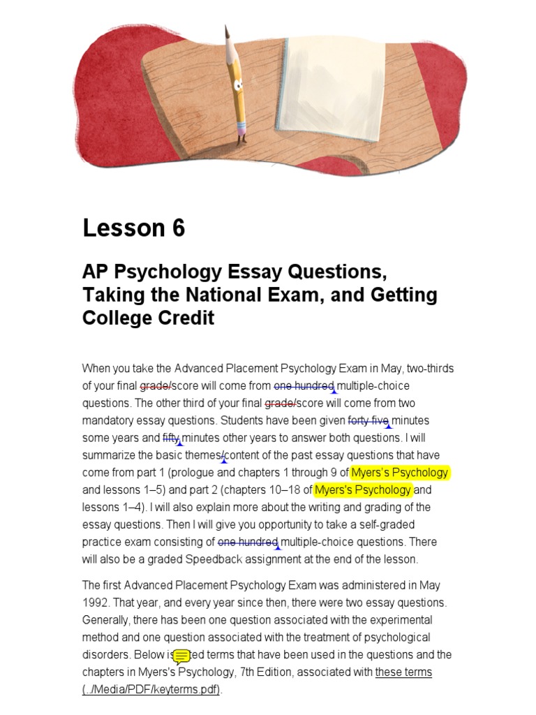 AP Psychology Exam Essay Overview | PDF