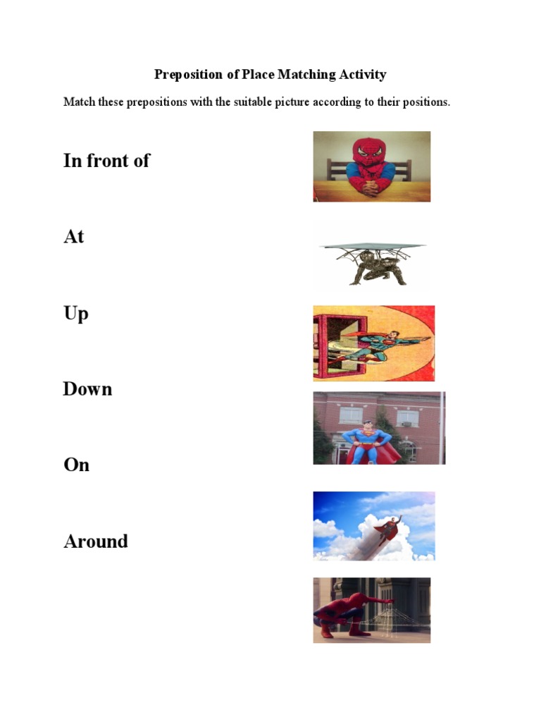 Preposition of Place Matching Activity | PDF