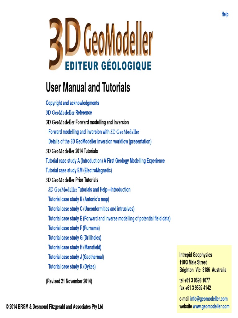 Geomodeller Manual Title | PDF